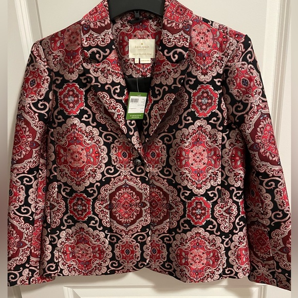 kate spade | Jackets & Coats | Kate Spade Black Multi So Foxy Medallion ...